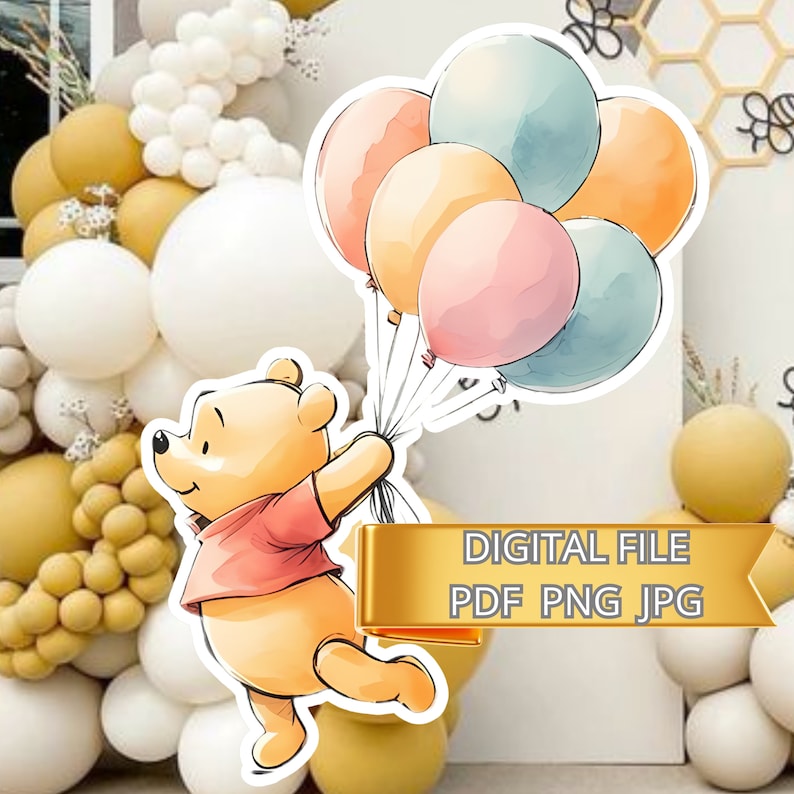 Winnie the Pooh Cutout, Baby Shower Birthday Decor PDF PNG JPG - Etsy