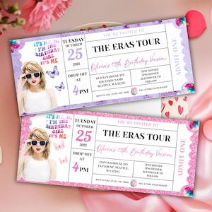Eras Tour Ticket Birthday Invite, Concert Surprise Keepsake Instant - Etsy