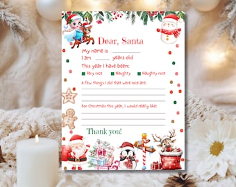 Letter to Santa | Christmas Printable Letter to Santa | Kids Letter to ...