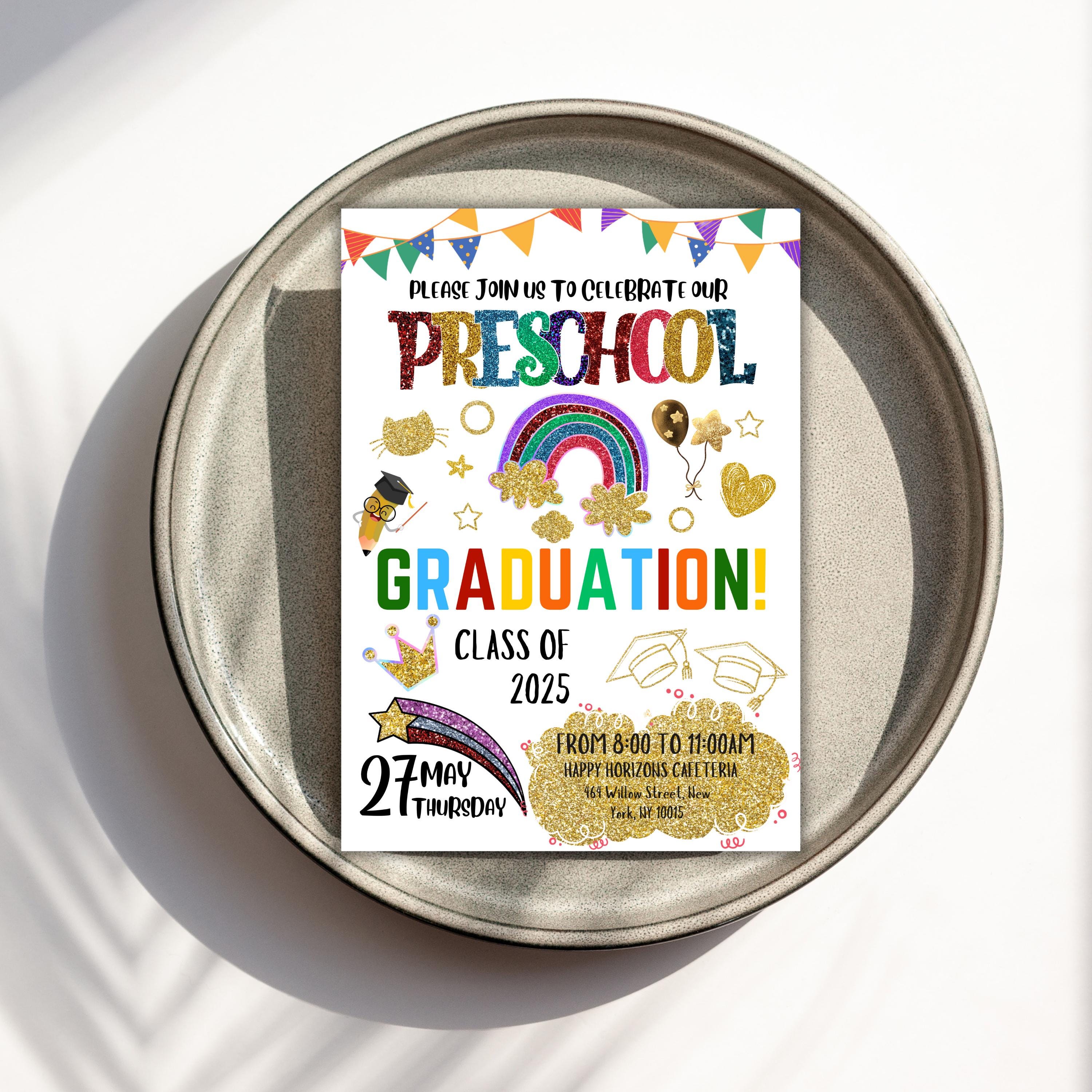 Editable Preschool Graduation Invitation: Prek Party Announcement ...