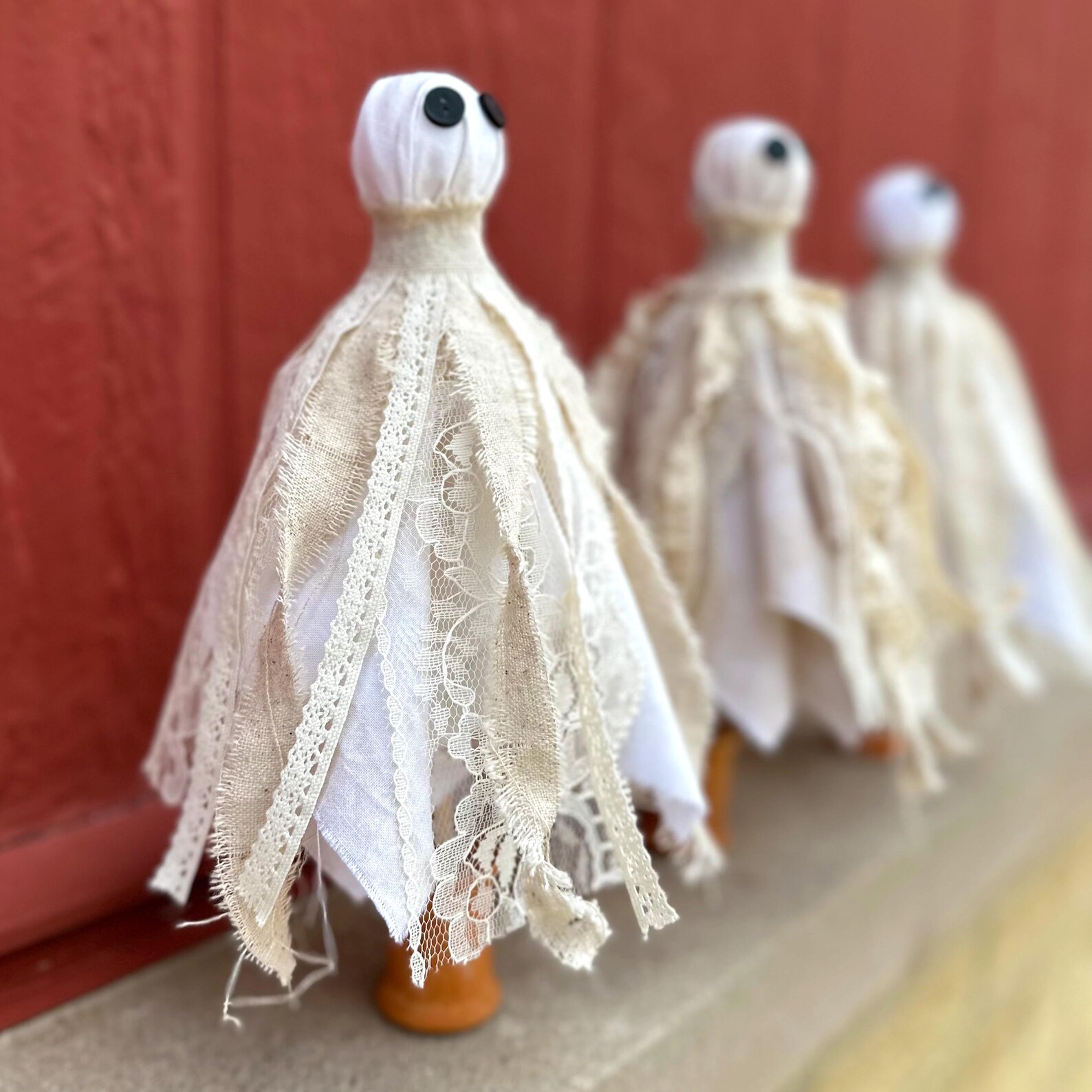 Handmade Primitive Boho Inspired Ghost on Spool Stand, Fall and ...