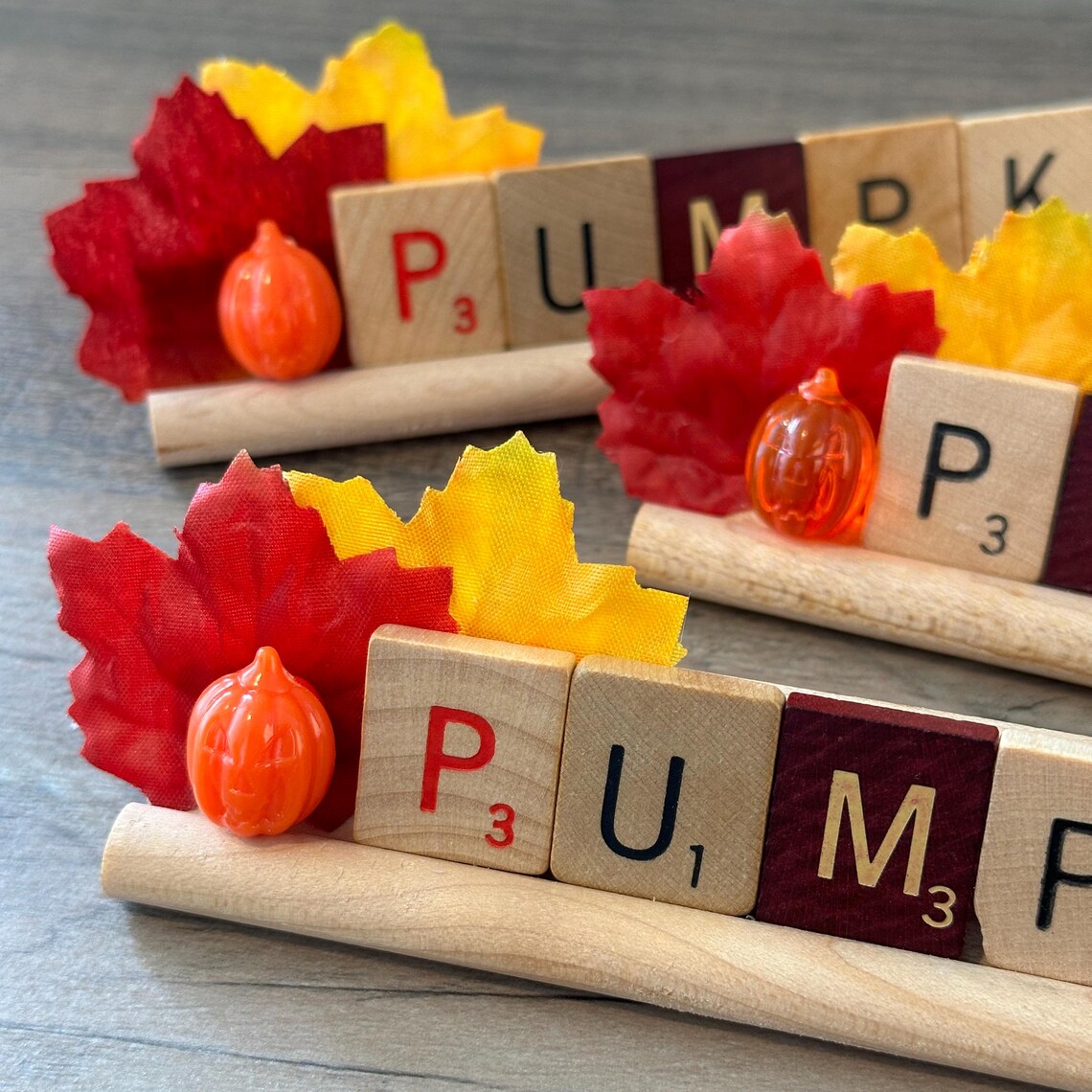 Vintage “PUMPKIN” Scrabble Letter Word Tile Holder With Embellishments ...
