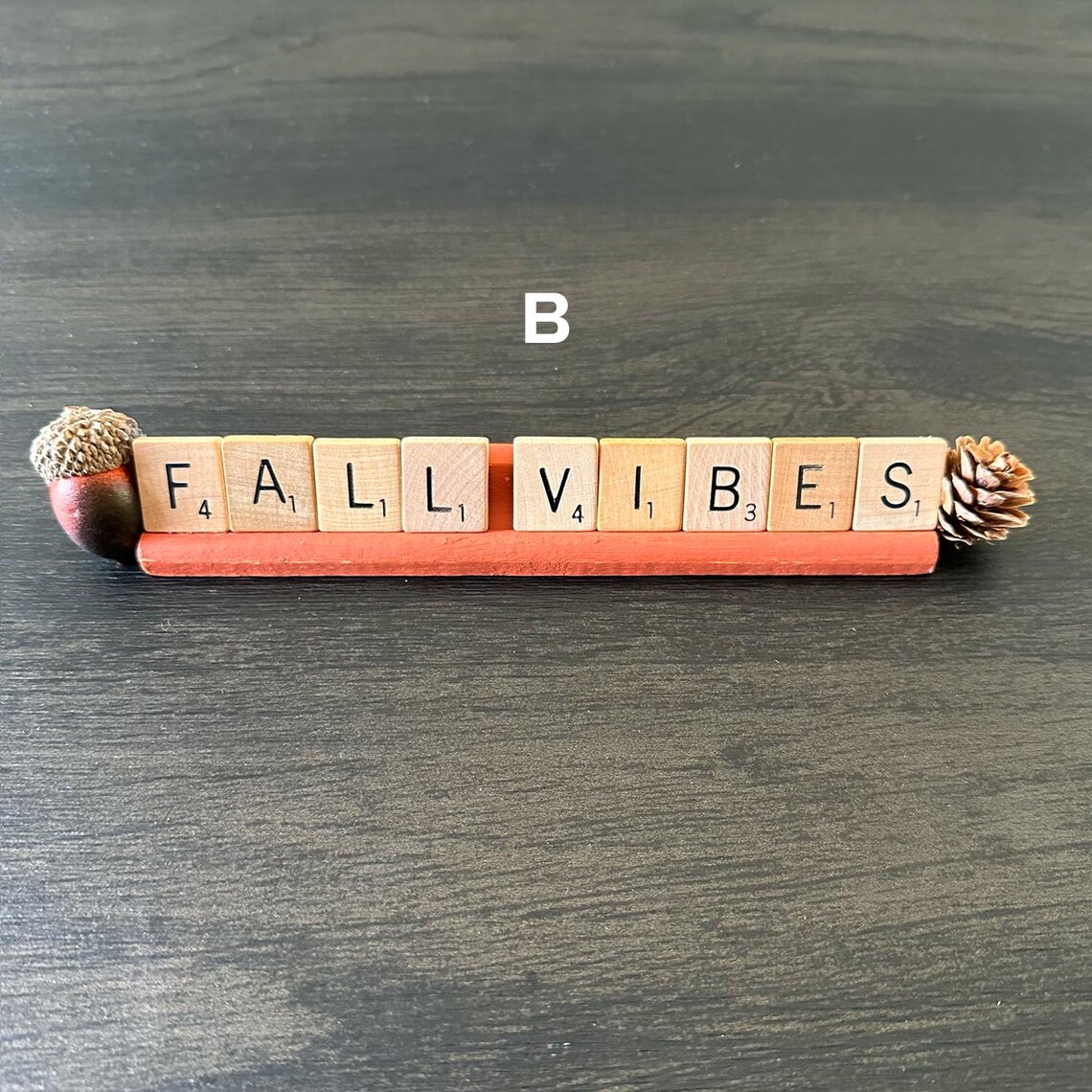 Vintage Rustic “FALL VIBES” Scrabble Letter Word Tile Holder With ...