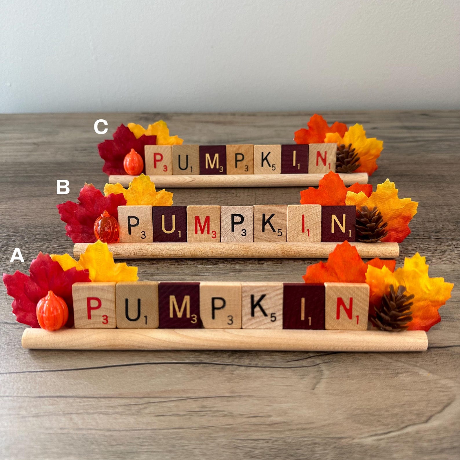 Vintage “PUMPKIN” Scrabble Letter Word Tile Holder With Embellishments ...