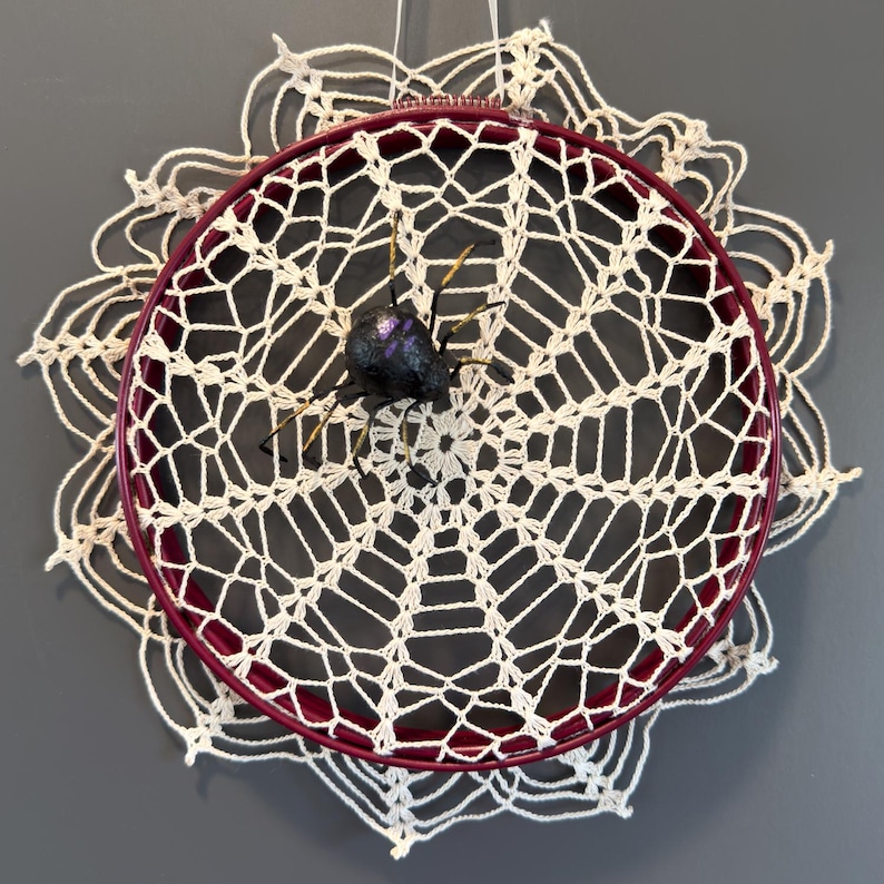 Vintage Gothic Doily Spider Web in Antique Embroidery Hoop With ...
