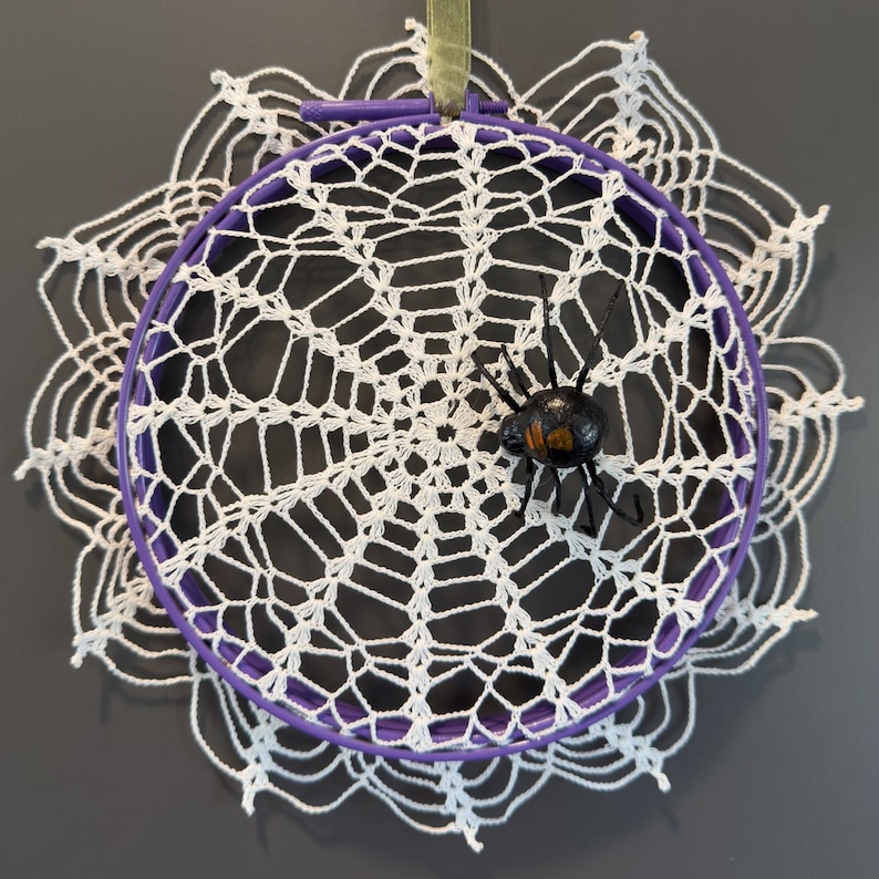 Vintage Gothic Doily Spider Web in Antique Embroidery Hoop With ...