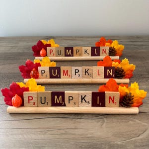 Vintage “PUMPKIN” Scrabble Letter Word Tile Holder With Embellishments ...