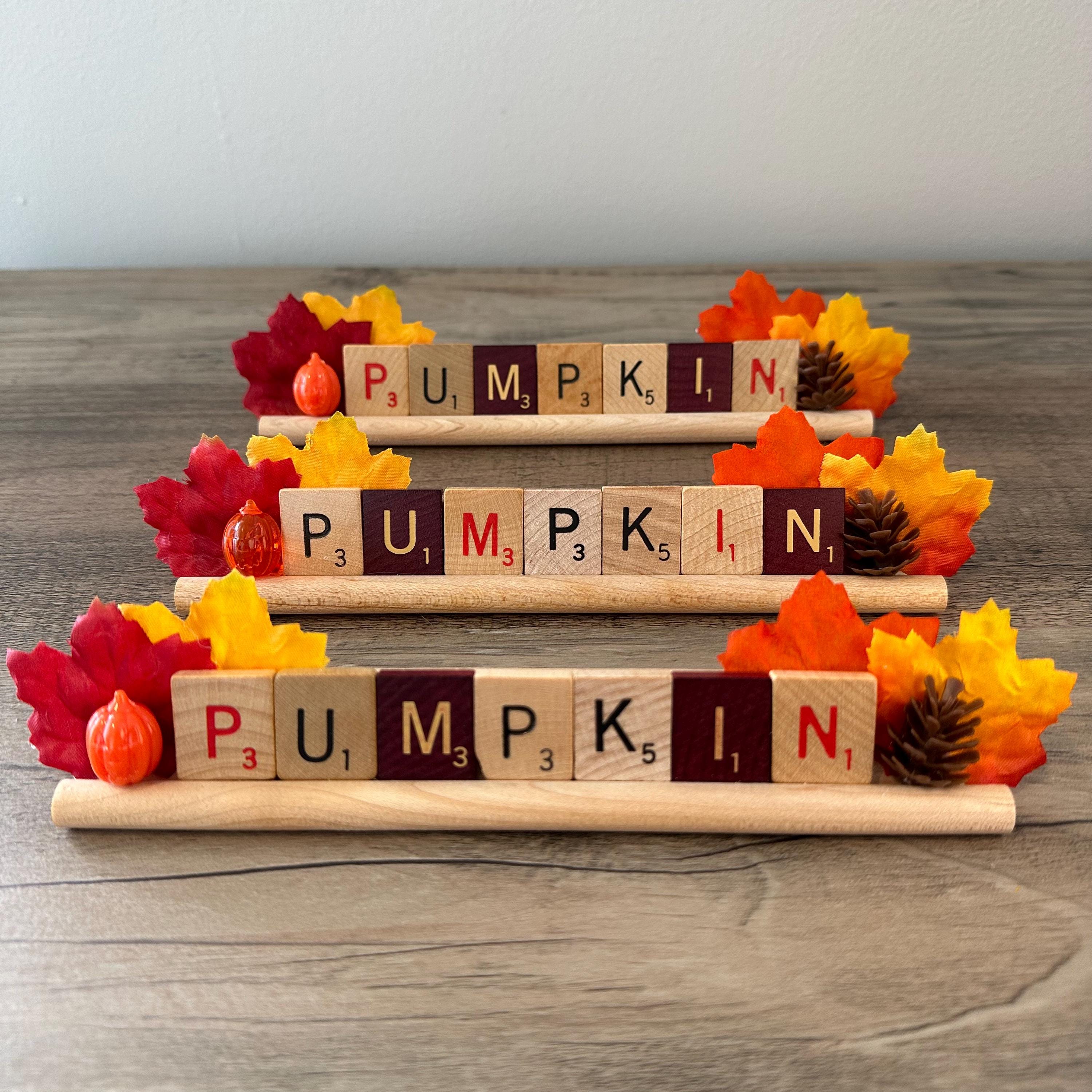 Vintage “PUMPKIN” Scrabble Letter Word Tile Holder With Embellishments ...