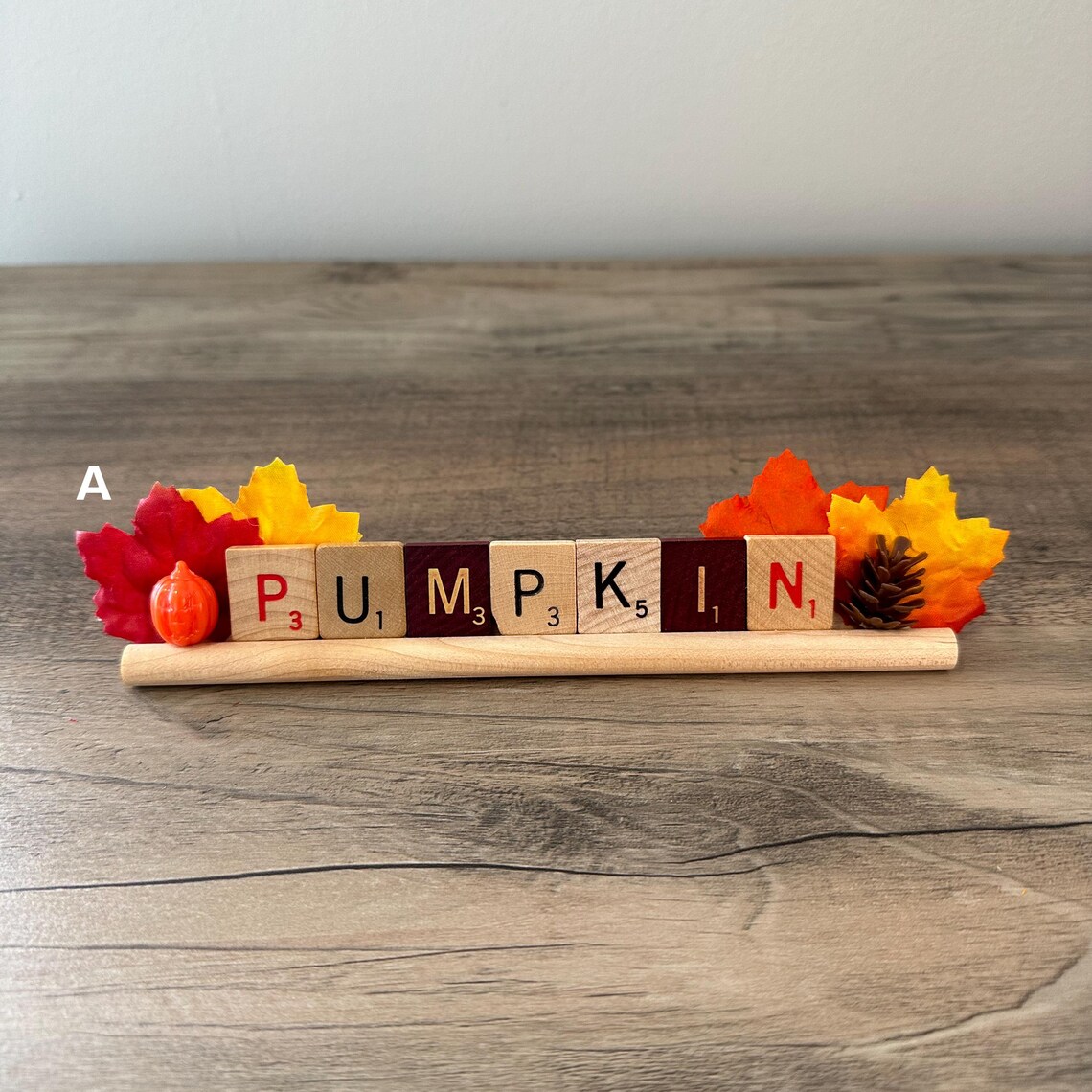 Vintage “PUMPKIN” Scrabble Letter Word Tile Holder With Embellishments ...