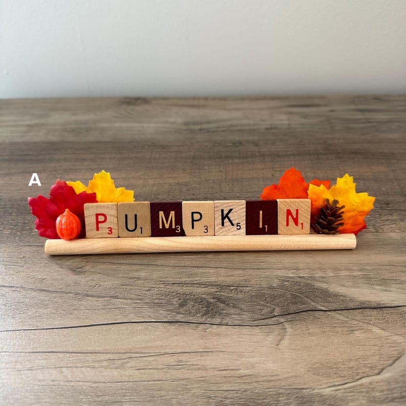 Vintage “PUMPKIN” Scrabble Letter Word Tile Holder With Embellishments ...