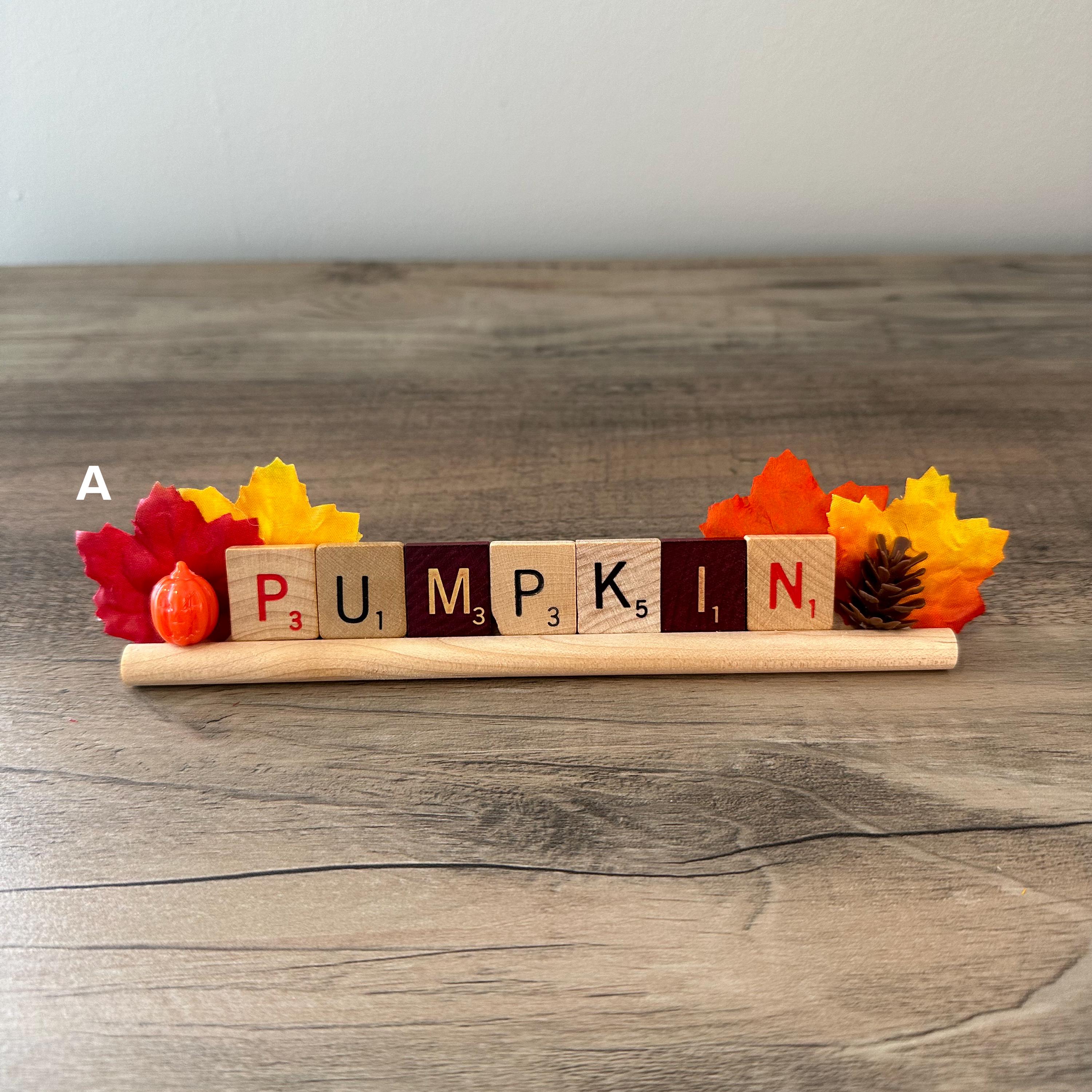 Vintage “PUMPKIN” Scrabble Letter Word Tile Holder With Embellishments ...