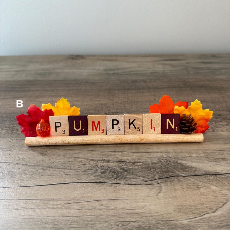 Vintage “PUMPKIN” Scrabble Letter Word Tile Holder With Embellishments ...