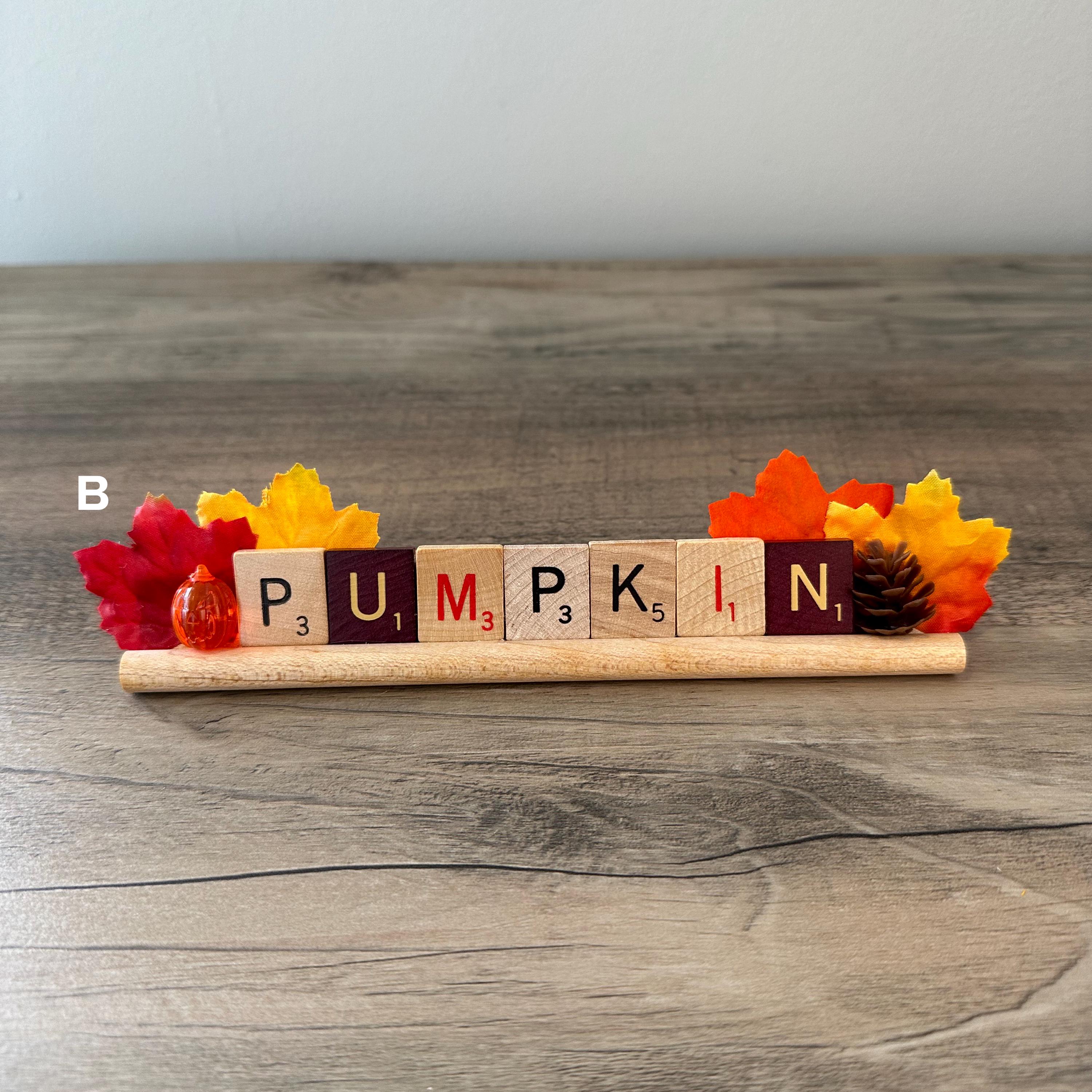 Vintage “PUMPKIN” Scrabble Letter Word Tile Holder With Embellishments ...