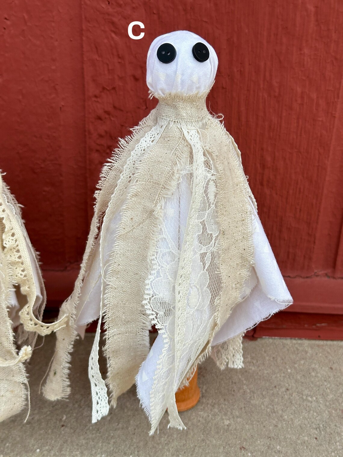Handmade Primitive Boho Inspired Ghost on Spool Stand, Fall and ...