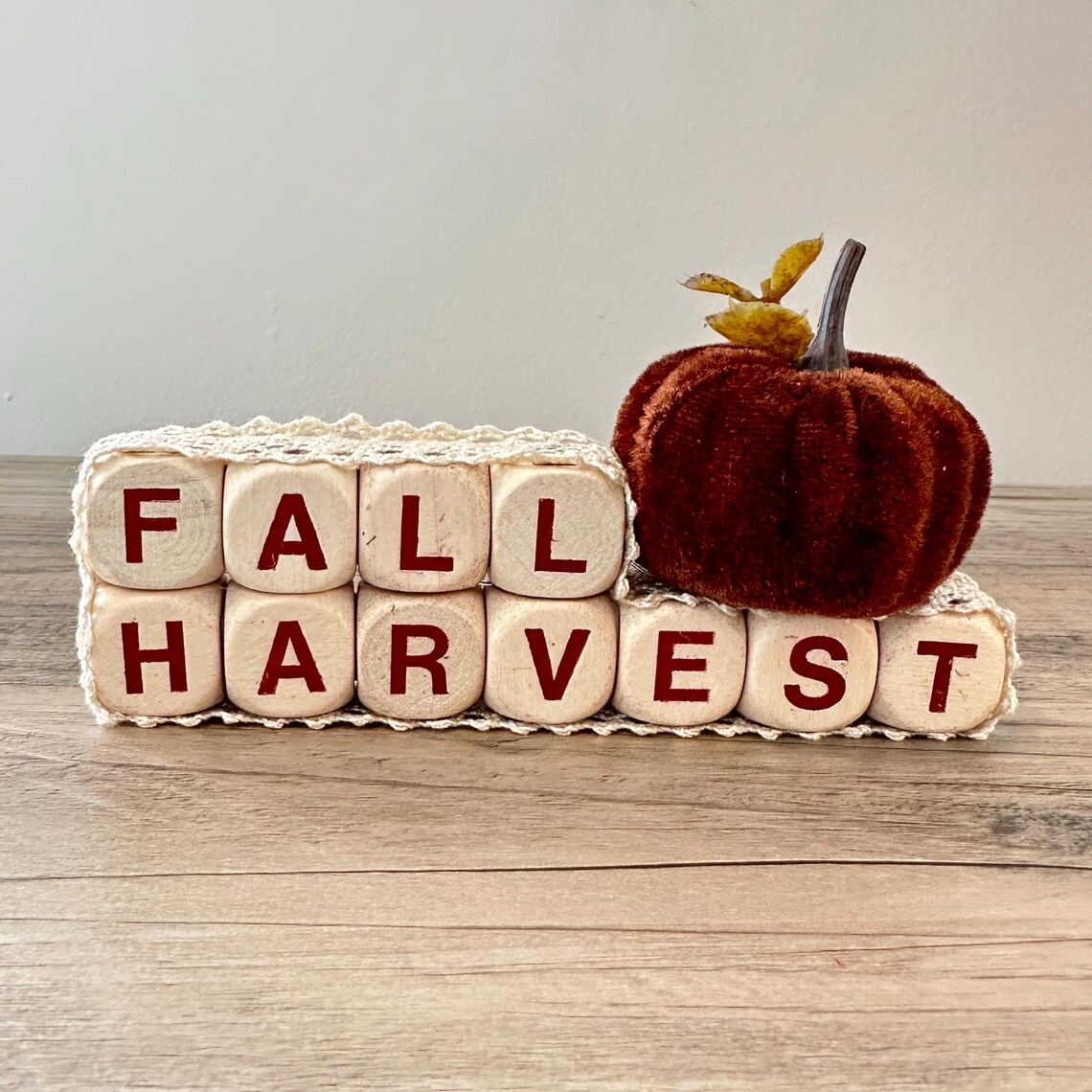 Vintage FALL HARVEST Boggle Letter Dice Cubes With Lace Trim and Velvet ...