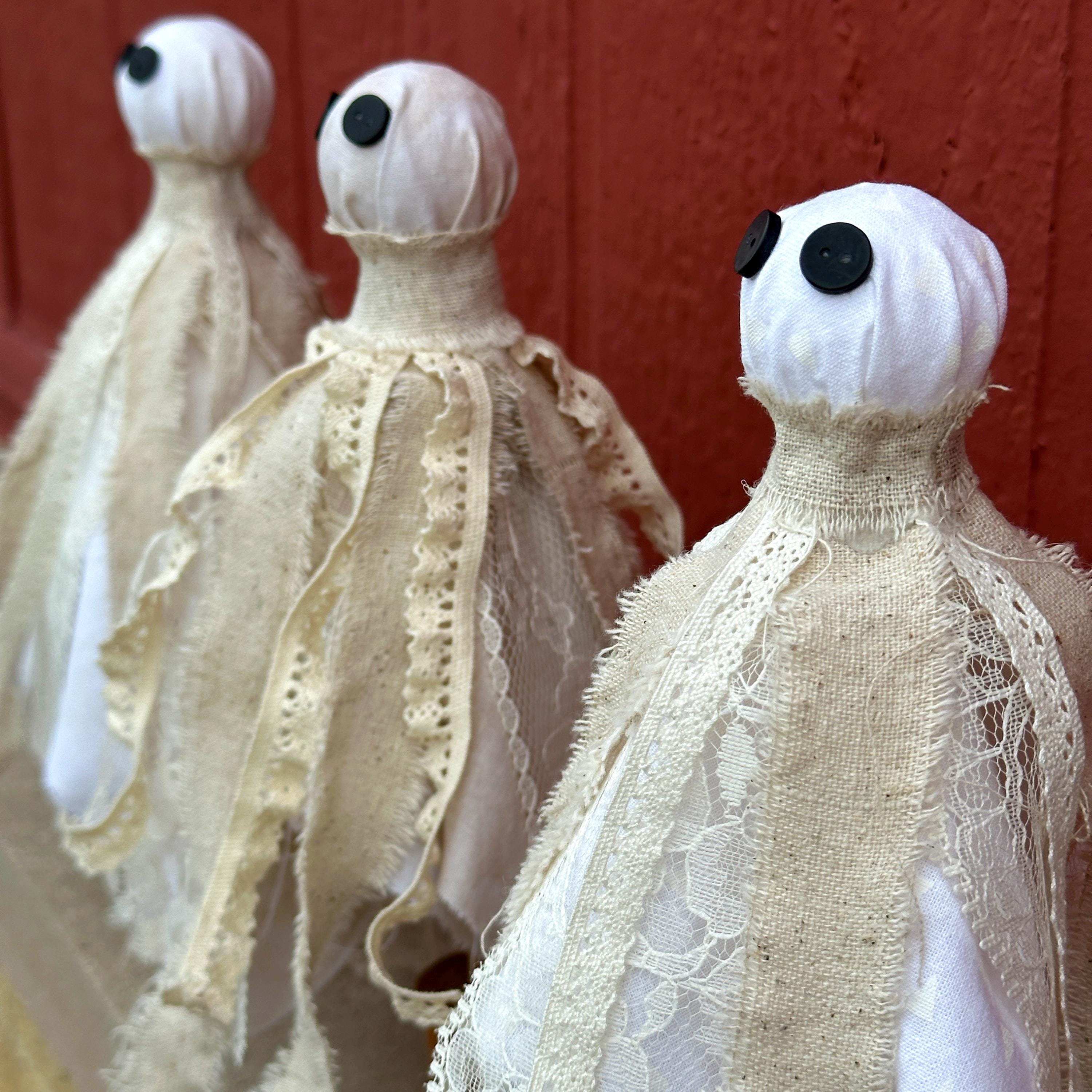Handmade Primitive Boho Inspired Ghost on Spool Stand, Fall and ...