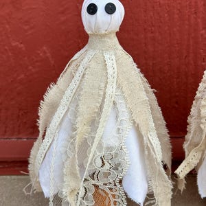 Handmade Primitive Boho Inspired Ghost on Spool Stand, Fall and ...