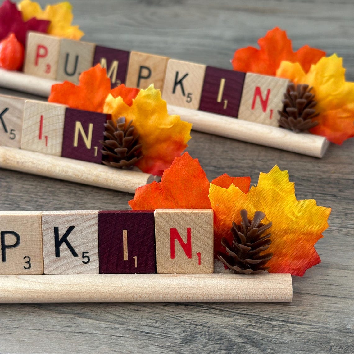 Vintage “PUMPKIN” Scrabble Letter Word Tile Holder With Embellishments ...