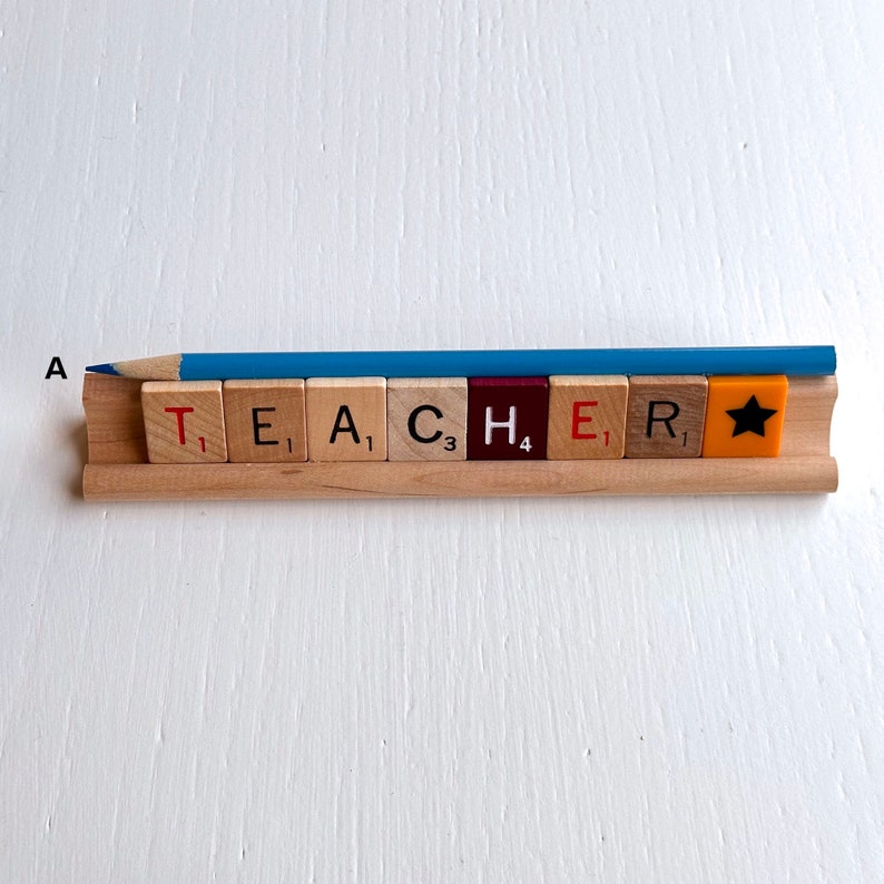 Vintage “TEACHER” Scrabble Letter Word Tile Holder, Repurposed Game ...