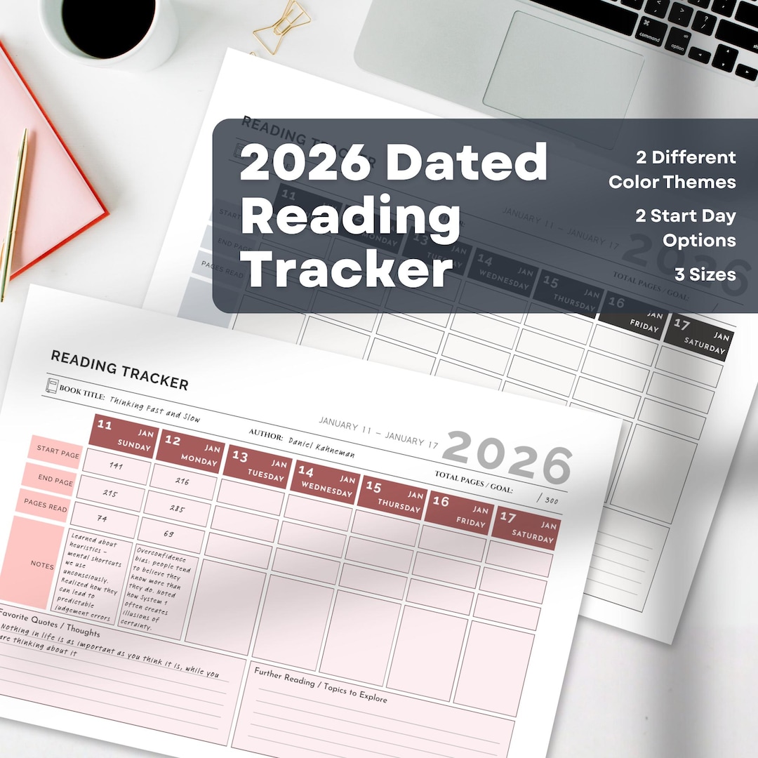 2026 Reading Tracker Printable | Weekly Book Planner (A4 A5 US Letter ...