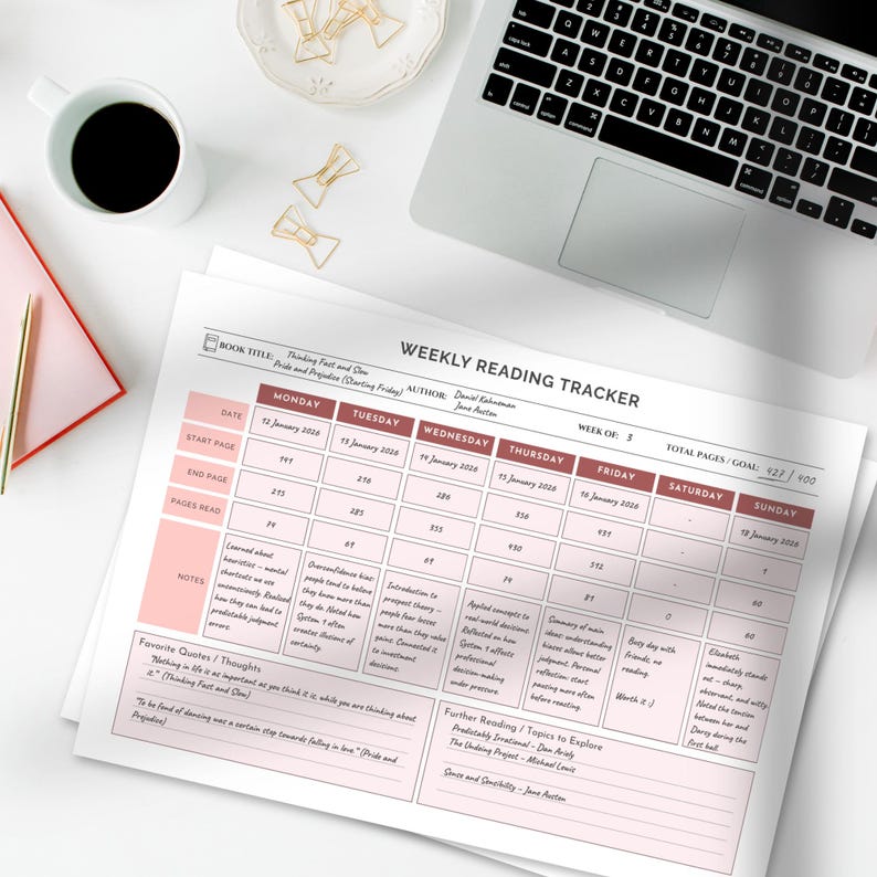 Weekly Reading Tracker Printable | Book Journal (PDF Download ...