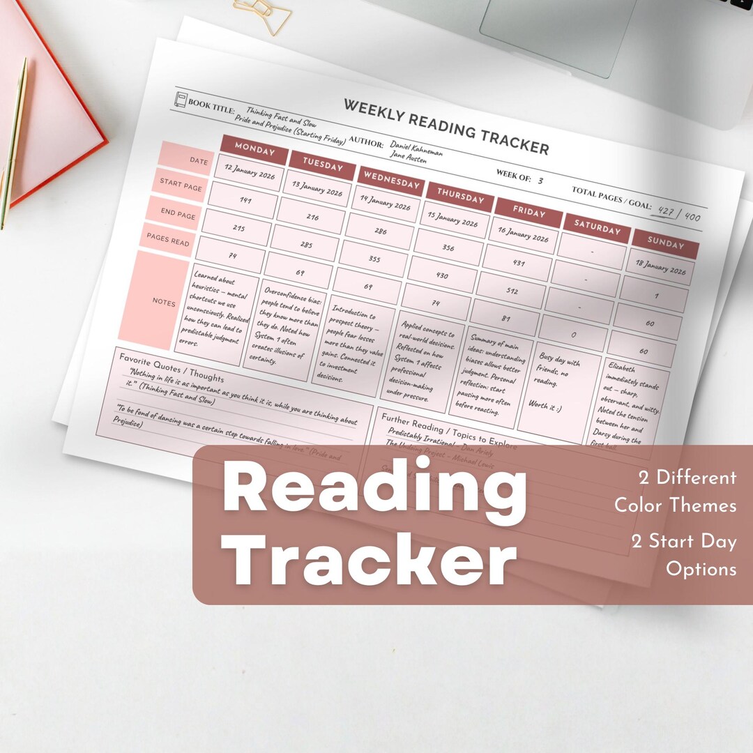 Weekly Reading Tracker Printable | Book Journal (PDF Download ...