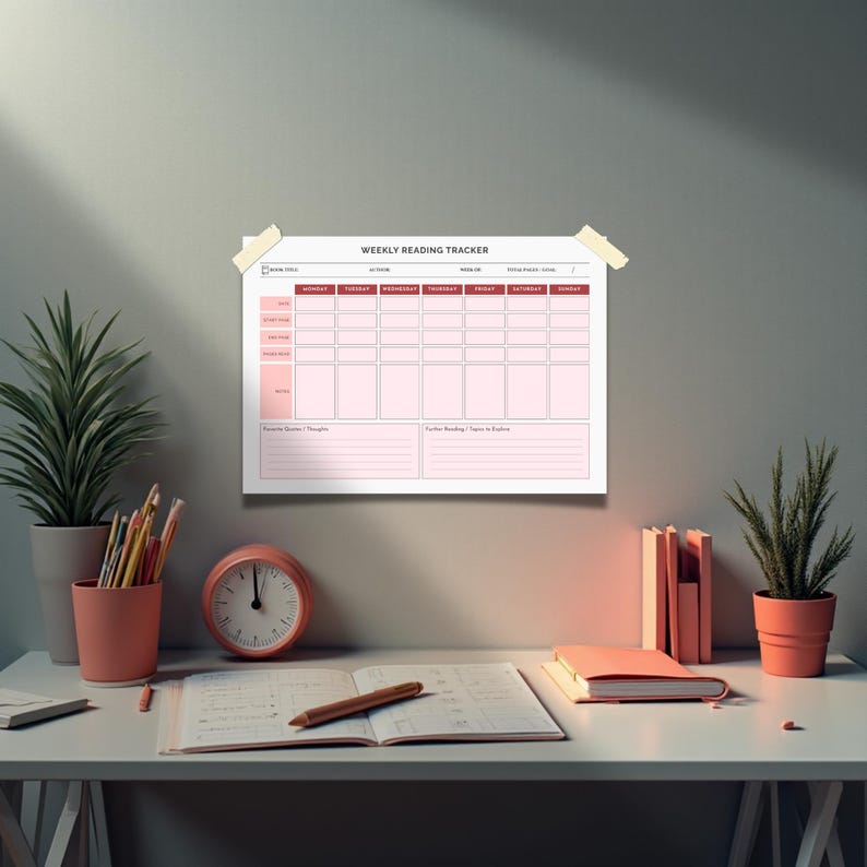 Weekly Reading Tracker Printable | Book Journal (PDF Download ...