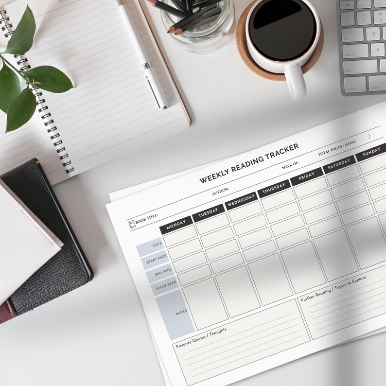 Weekly Reading Tracker Printable | Book Journal (PDF Download ...