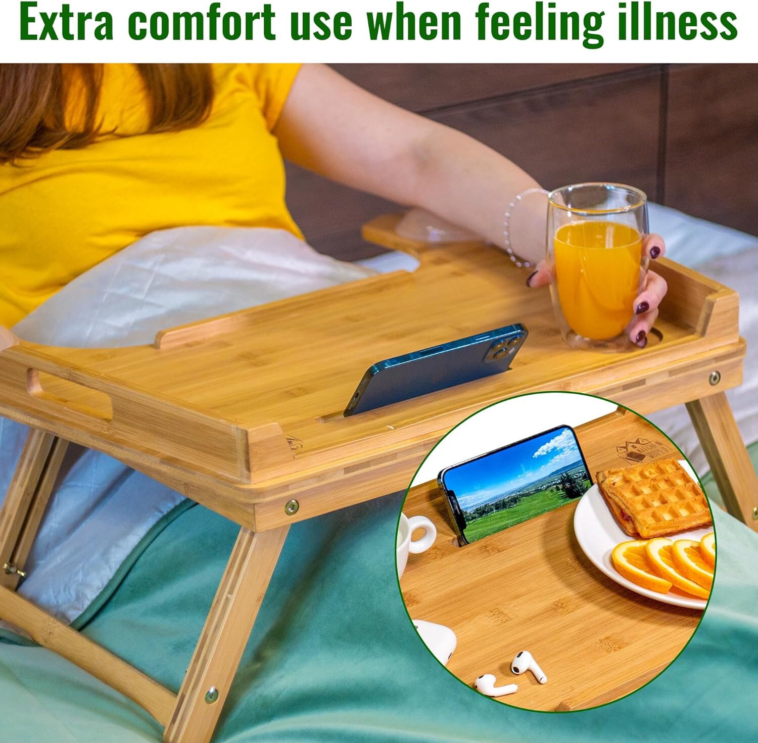 Kitchen Quiped - Bed Tray Table - Portable Multipurpose Bed Tray. Made ...