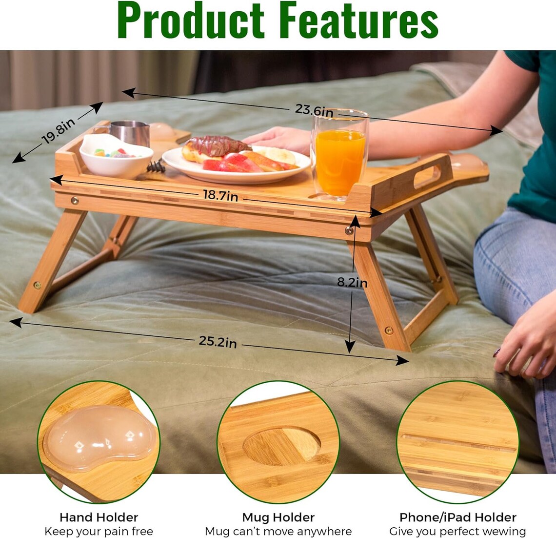Kitchen Quiped - Bed Tray Table - Portable Multipurpose Bed Tray. Made ...