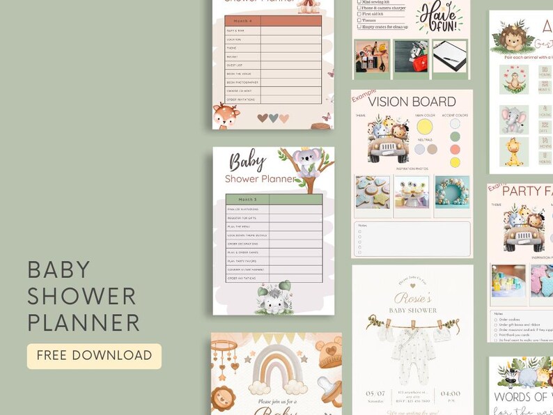 Baby Shower Planner Printable, Editable Invites, Party Games ...