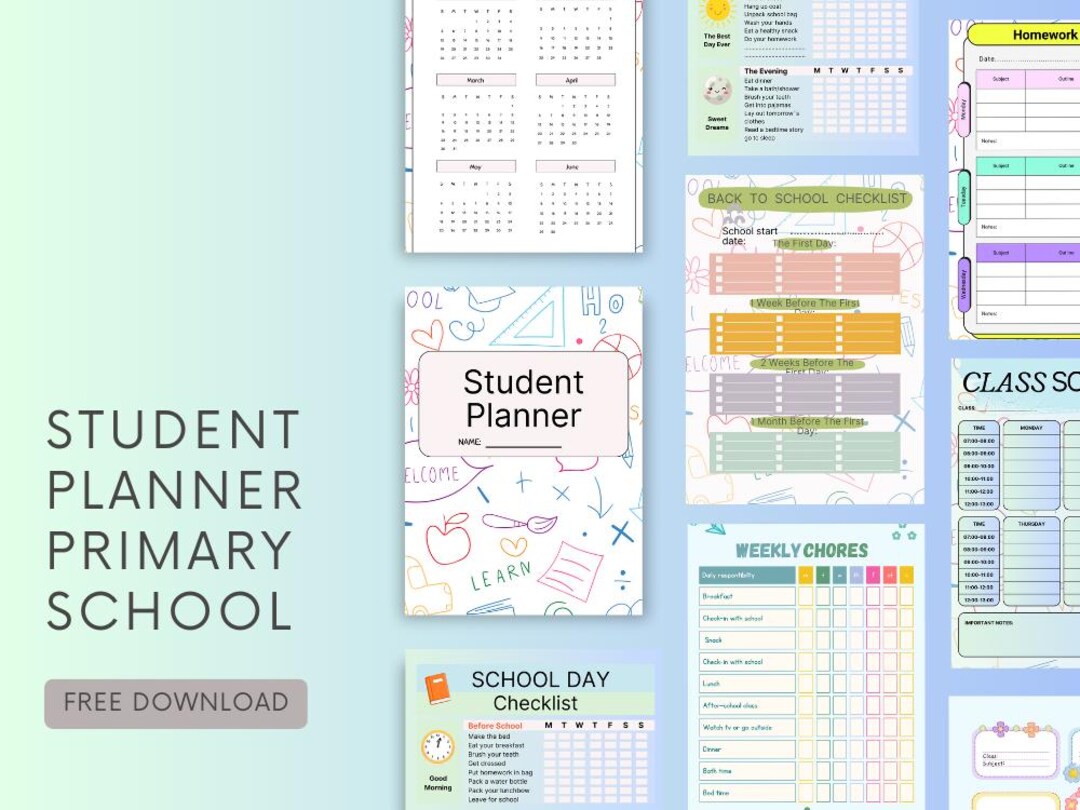 Student Planner - Primary School - Etsy