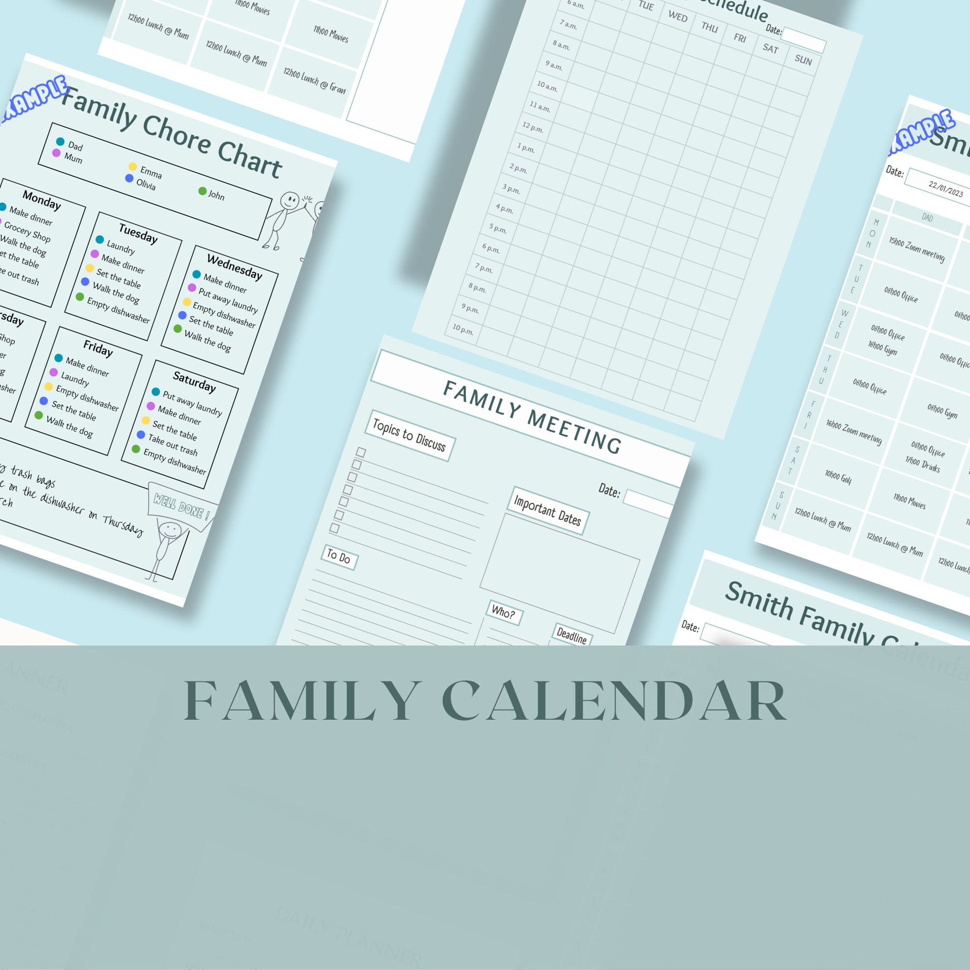 Ultimate Family Organization Bundle EDITABLE Weekly Family Planner ...