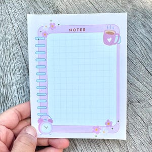 Pink Notepad Kawaii Style, Cute Pastel Memo Pad Gift for Her, A2 Notes ...