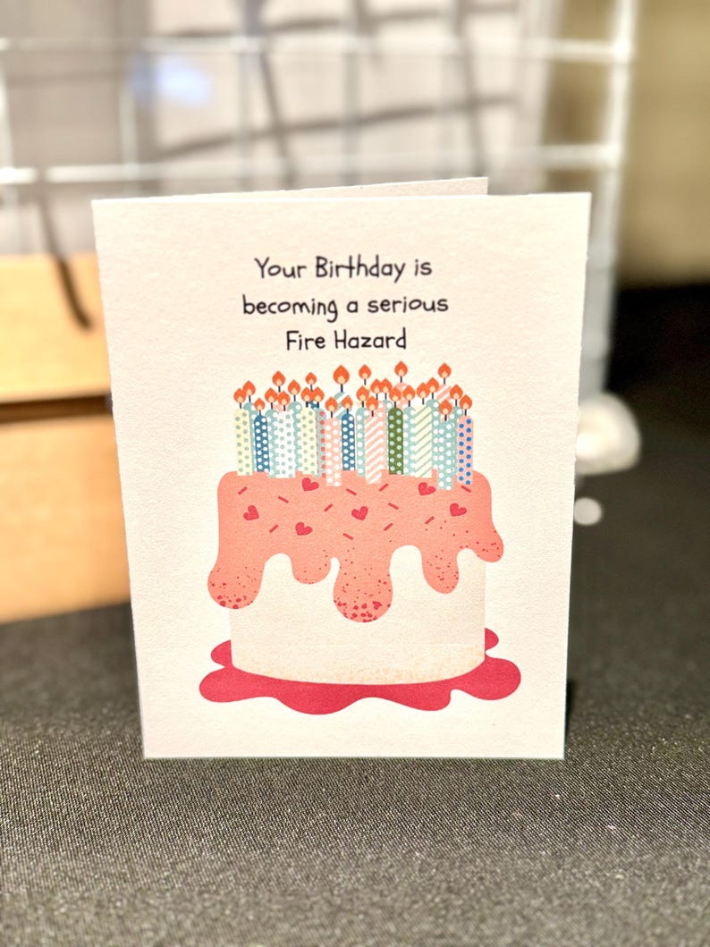 Funny Birthday Card Fire Hazard Card Birthday Card for Grandma Grandpa ...