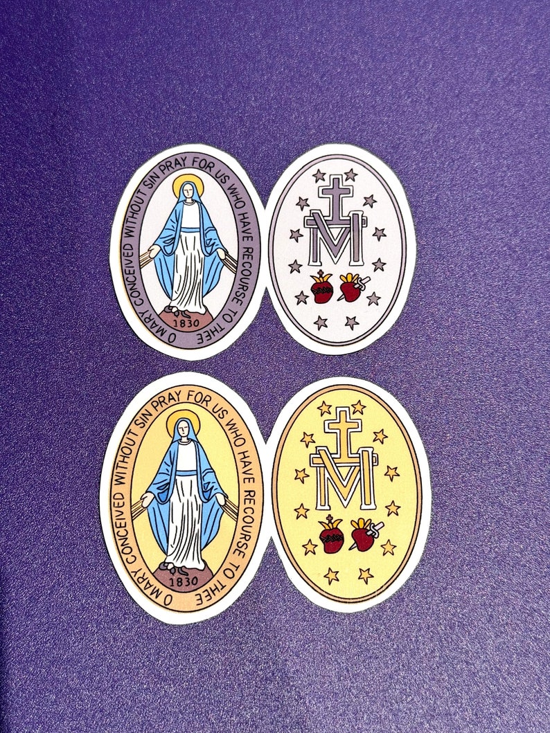Miraculous Medal Sticker - Gold or Silver, Catholic Sticker, Miraculous ...