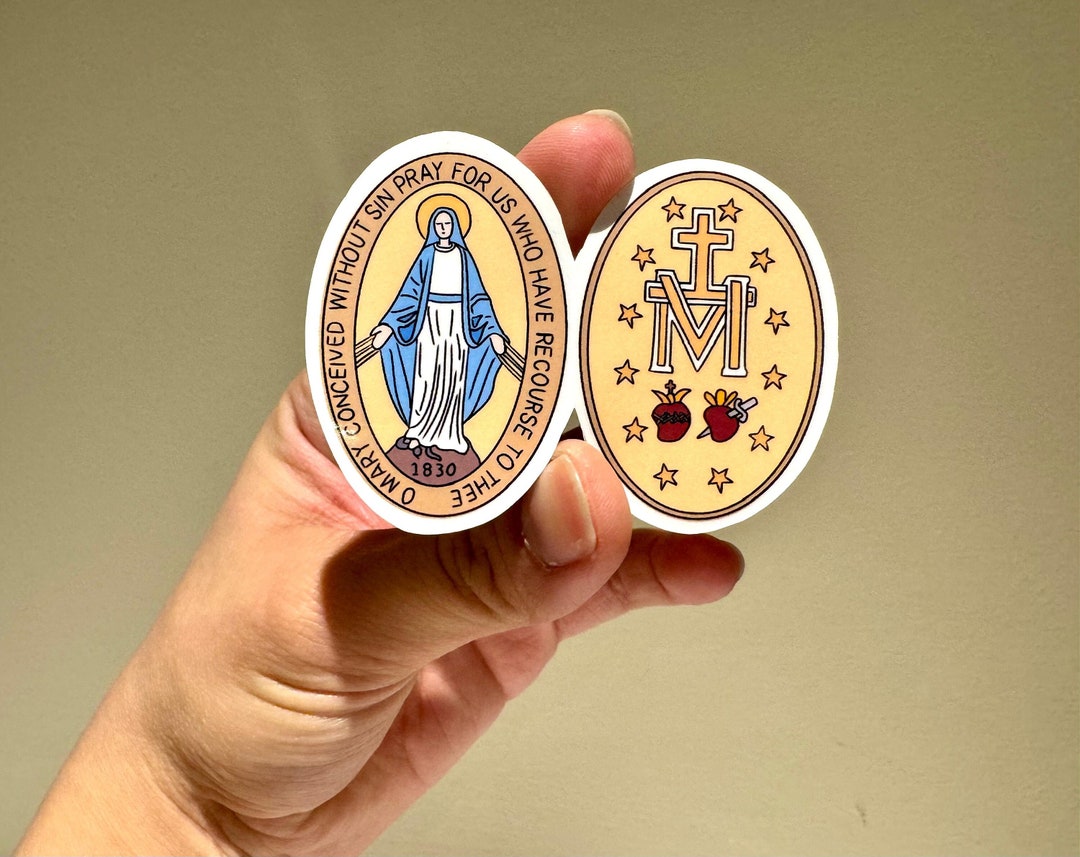 Miraculous Medal Sticker - Gold or Silver, Catholic Sticker, Miraculous ...