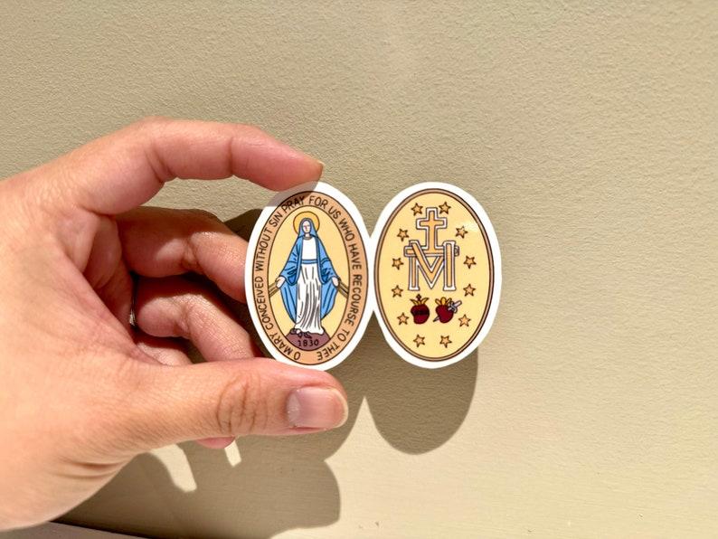 Miraculous Medal Sticker - Gold or Silver, Catholic Sticker, Miraculous ...