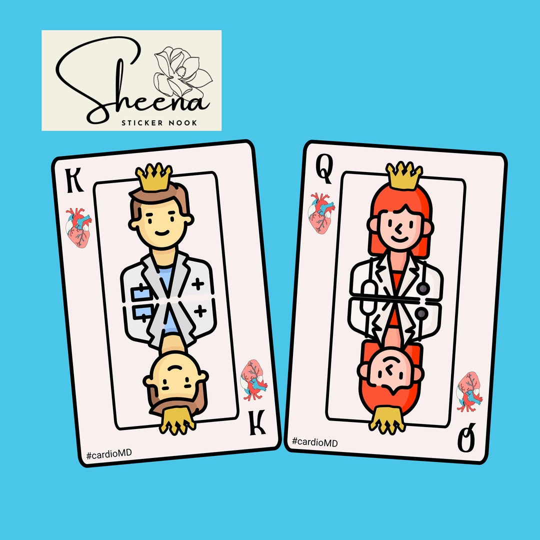 King and Queen of Hearts Stickers for Cardiologists 2 Pcs Heart Doctor ...
