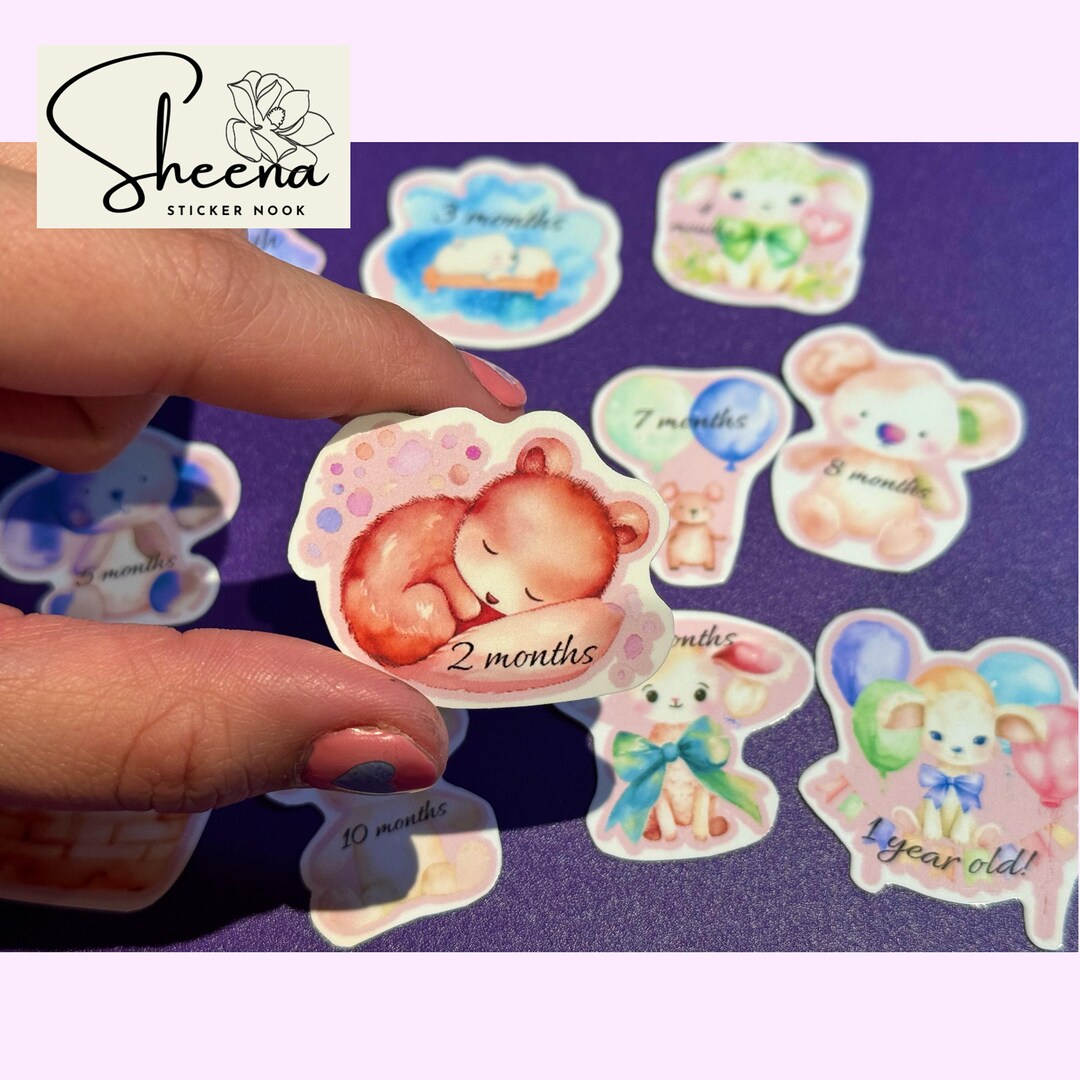 Baby Monthly Milestones Stickers for Journal, Scrapbooks, and Planners ...