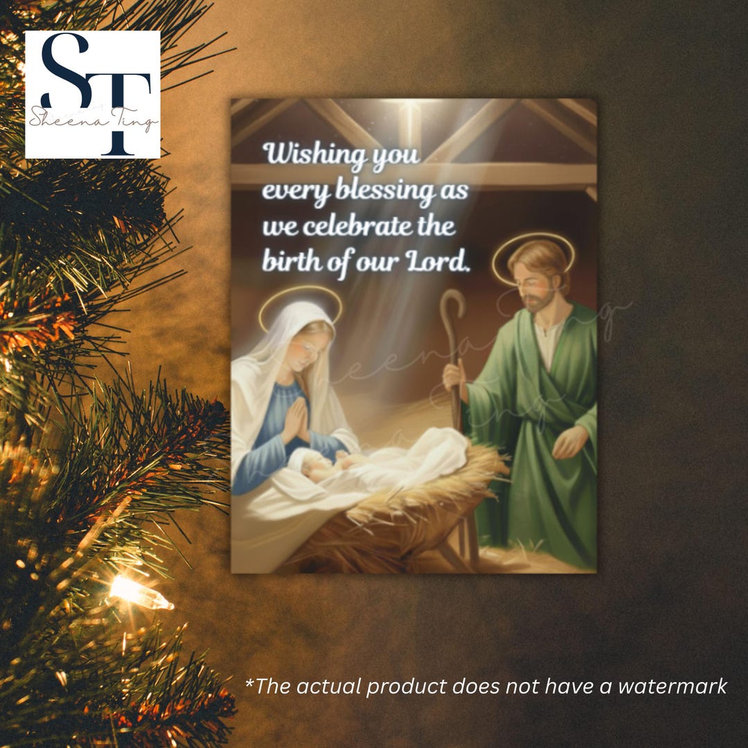 Nativity Christmas Card Religious Christmas Silent Night Holy Night ...