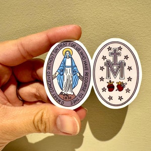 Miraculous Medal Sticker - Gold or Silver, Catholic Sticker, Miraculous ...