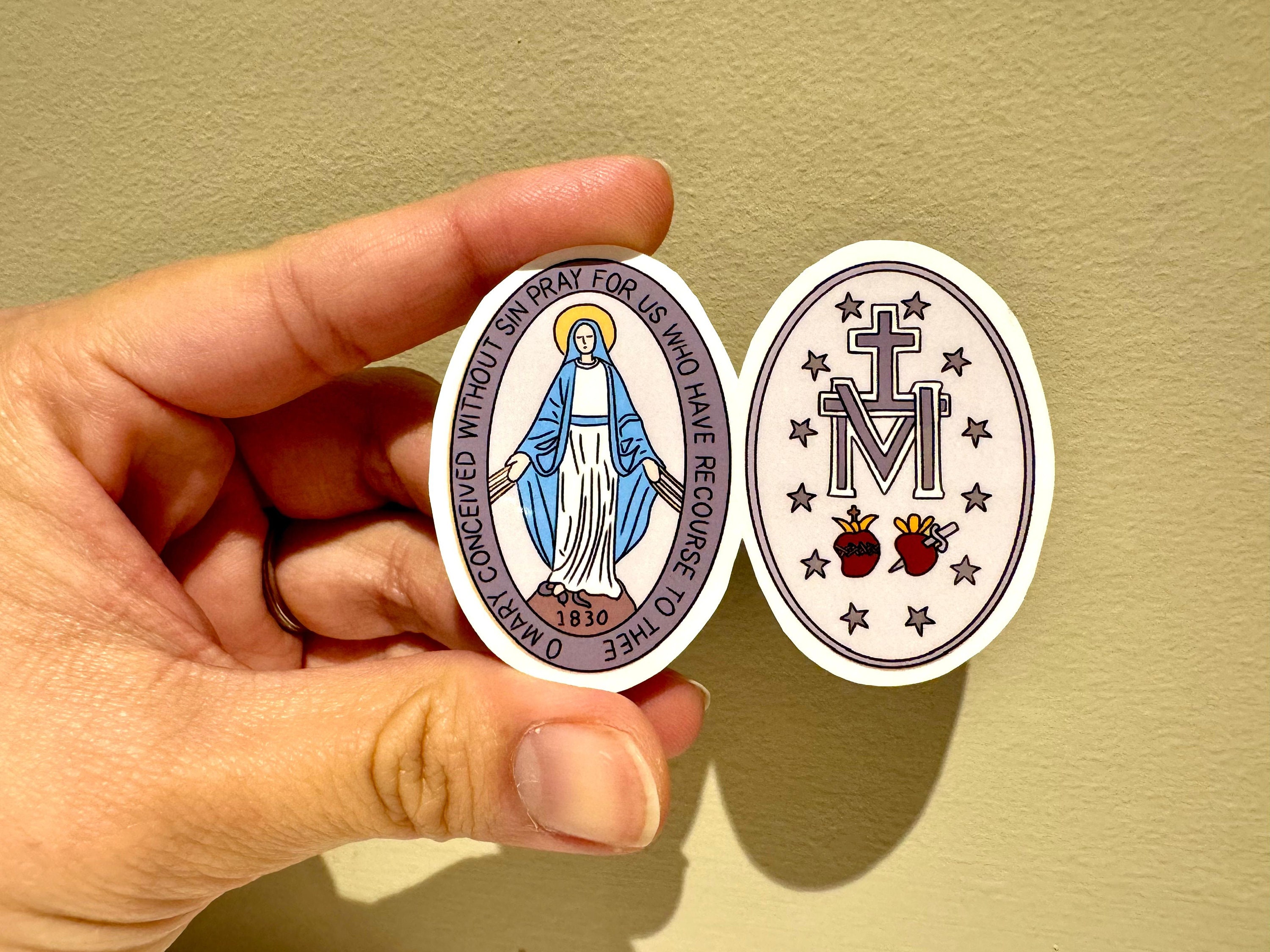 Miraculous Medal Sticker Gold or Silver, Catholic Sticker, Miraculous ...
