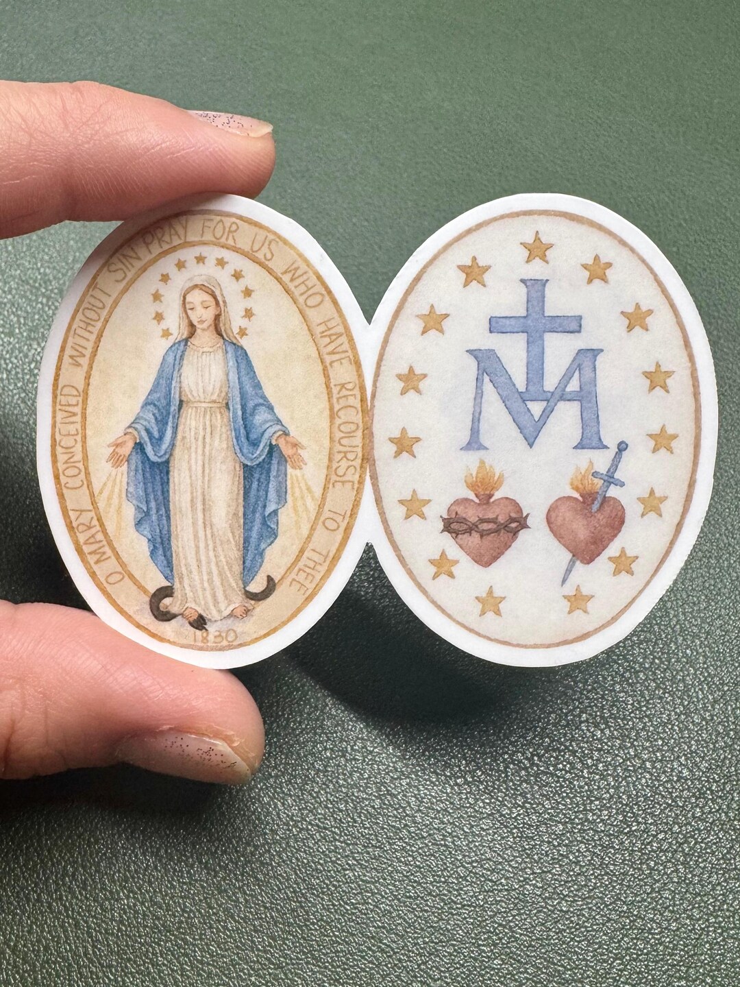 Miraculous Medal Sticker Mama Mary Vinyl Sticker Mother Mary Sticker ...