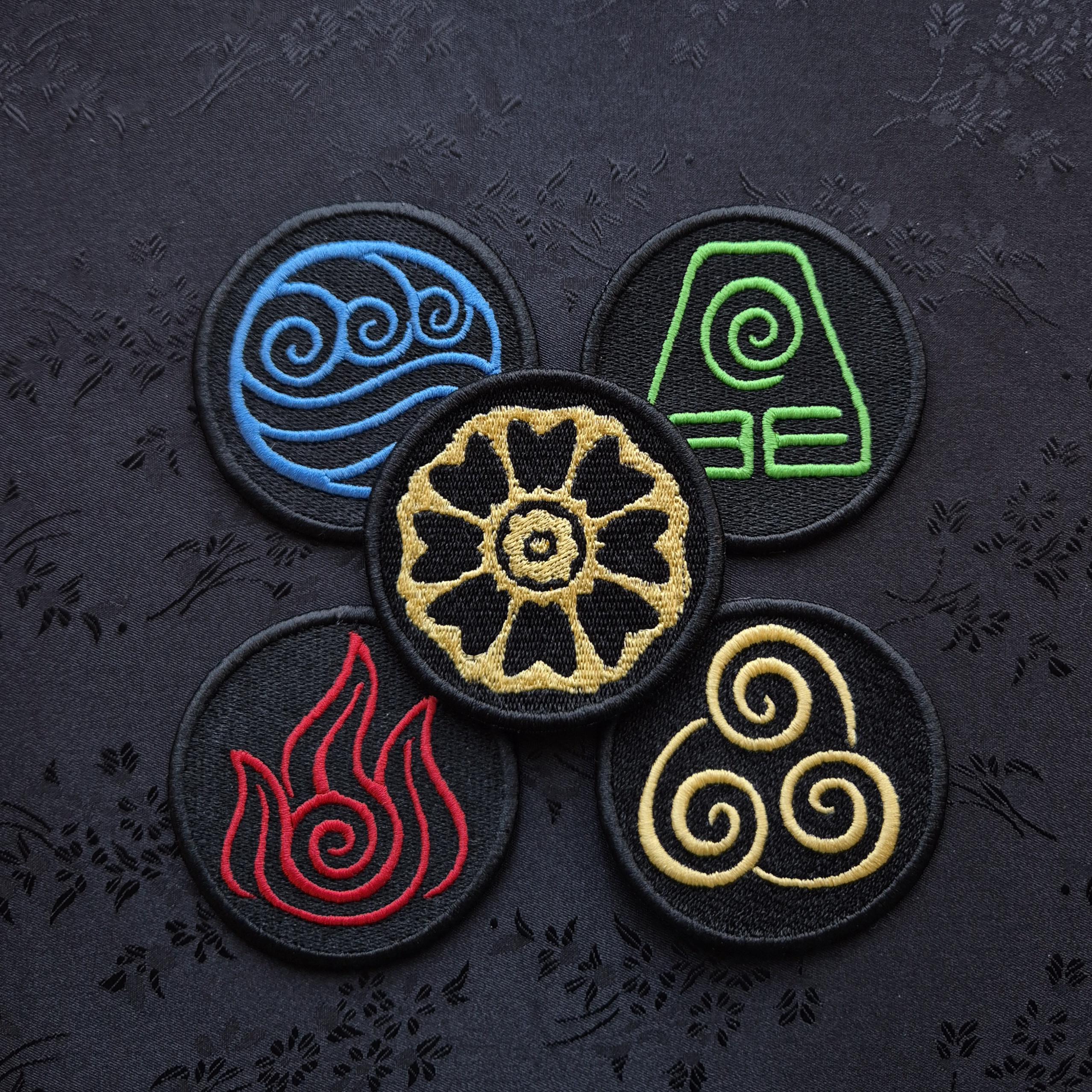 ATLA Inspired Embroidered Patch Set: Bending Elements Symbols (water ...