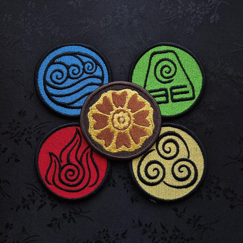 ATLA Inspired Embroidered Patch Set: Bending Elements Symbols (water ...