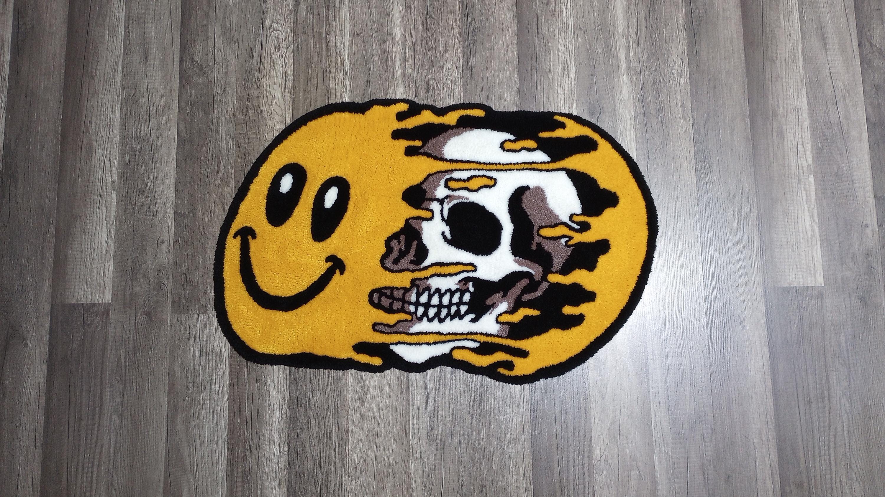 Smiley Face Skull Handmade Tufted Rug - Etsy