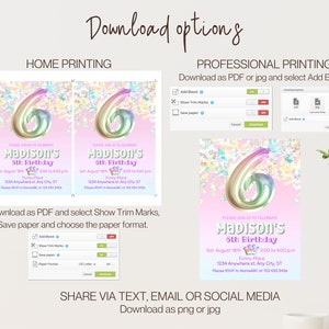 Rainbow Glitter 6th Birthday Invitation Template (digital Download) - Etsy