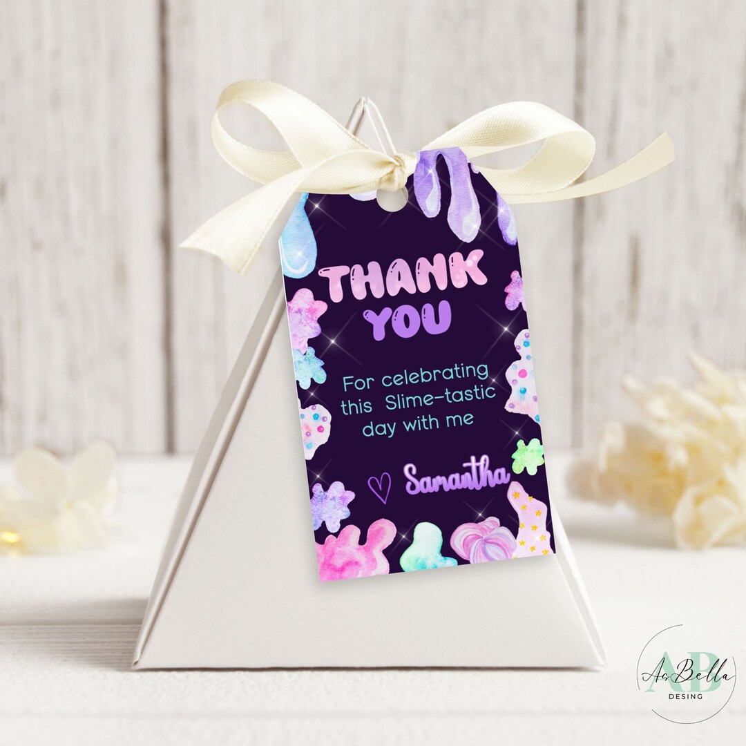 Editable Slime Party Favor Tags: Thank You Template (digital Download ...