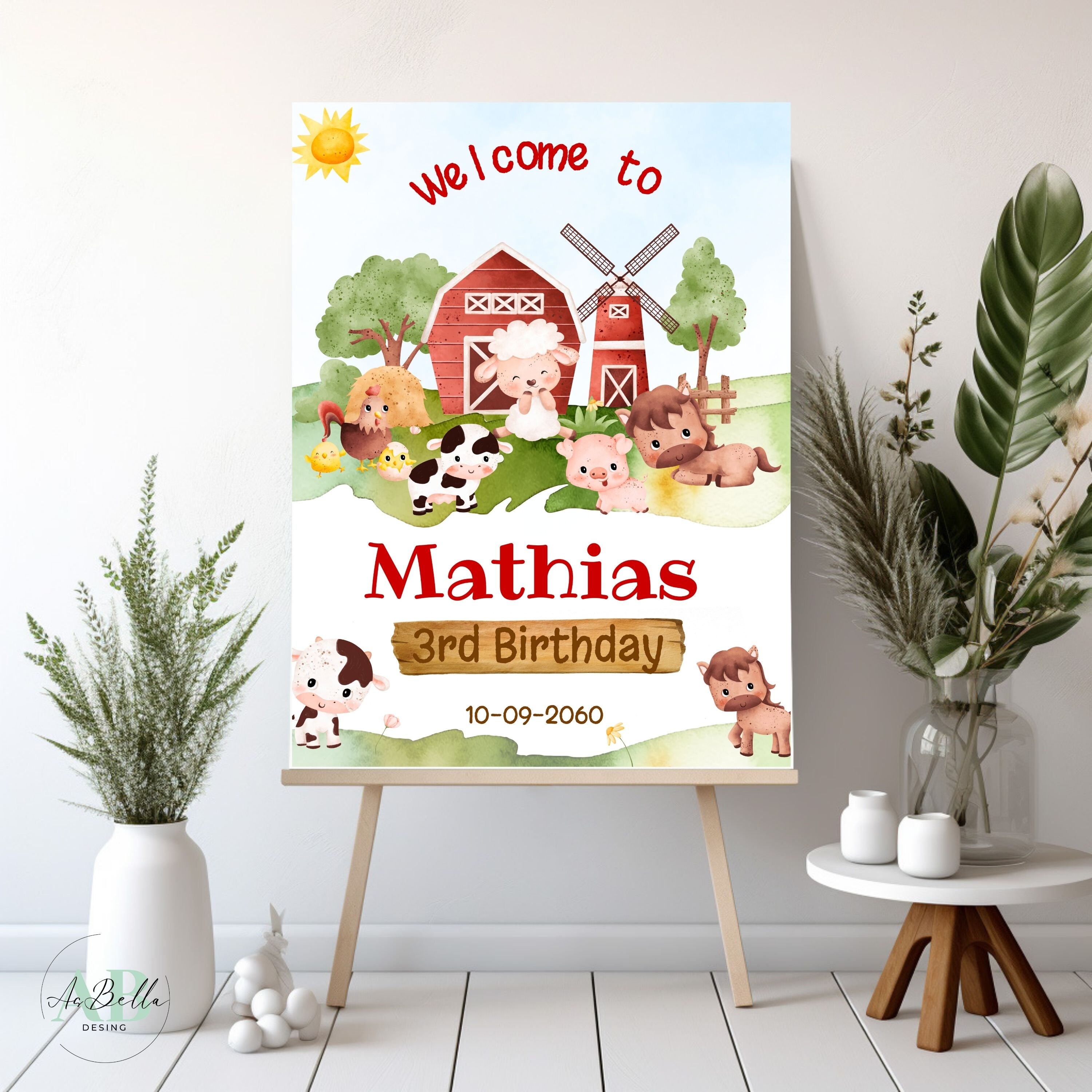 Editable Farm Welcome Sign Template, Farm Birthday Custom Sign ...